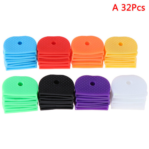 (A White) 24/32Pcs Key Top Covers Hollow Rubber Soft Key Locks Keys Cap ...