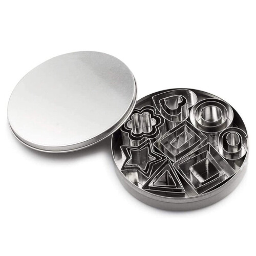 24 Pcs Mini Cookie Cutter Mold Stainless Steel Geometry Clay Cutter DIY ...