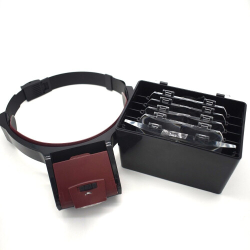 Jewelry Magnifier LED Loop Headset Magnifier with Four Lenses Wearing ...