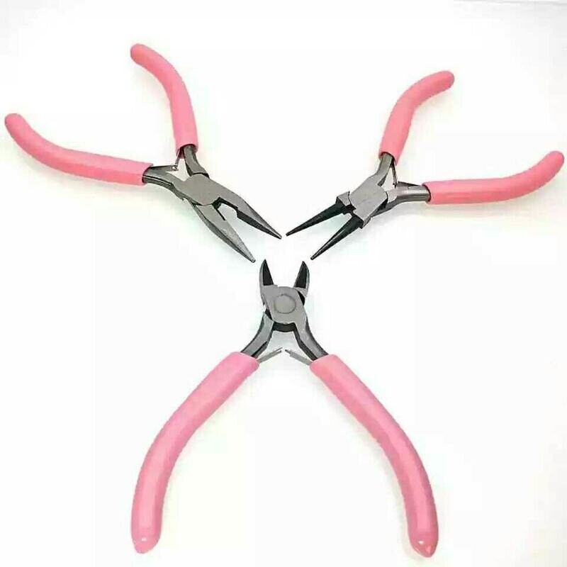 3Pcs High Jewelry Pink Pliers Sets Wire Cutting Bending Pliers Needle ...