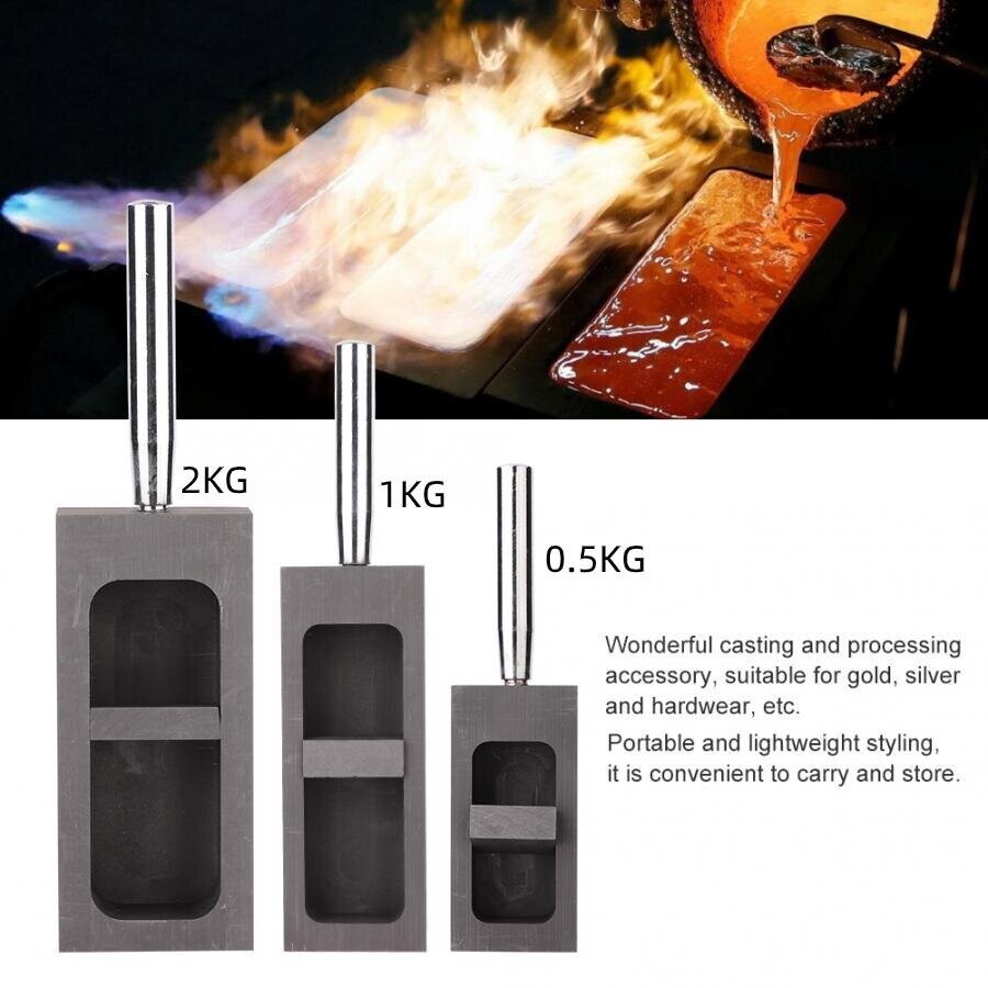 0.5/1/2kg Pure Graphite Ingot Casting Mold Mould Crucible with Metal ...