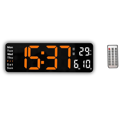 Large Digital Wall Clock Remote Control Temp Date Week Display Timer ...