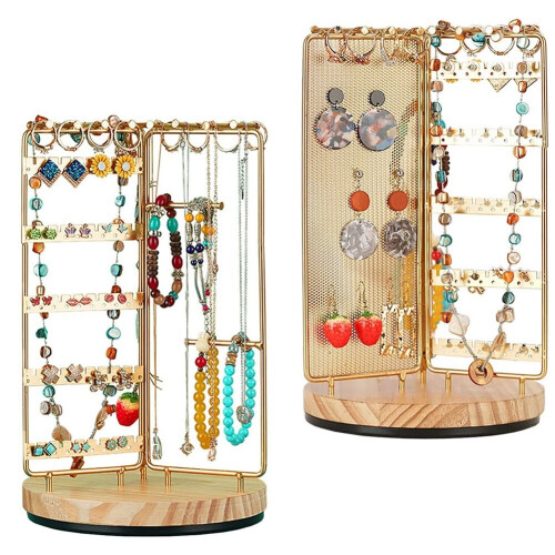 360degree Rotatable Jewelry Organizer Stand Earring Hanging Organizer ...
