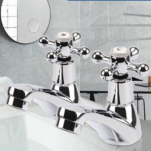 1Pair Bathroom Basin Sink Taps, Kitchen Faucets Water Saving Time Basin ...