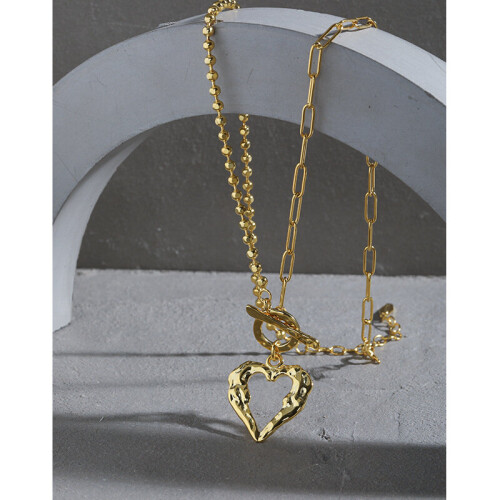 Ins Niche And Versatile Love Bead Chain Ot Buckle Texture S925 Sterling Silver Necklace Female ...