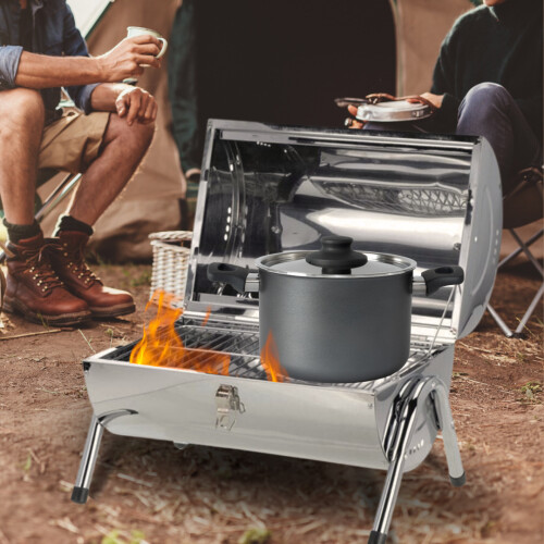 Large Portable BBQ Grill, Half Barrel Open Drum Barbecue on OnBuy