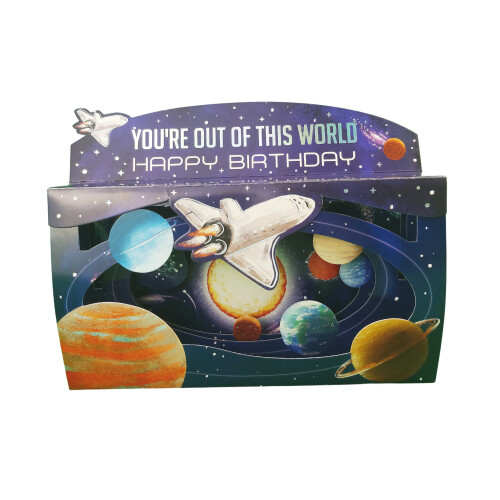 Spectacular 3D Out Of This World Space Happy Birthday Card Freestanding ...