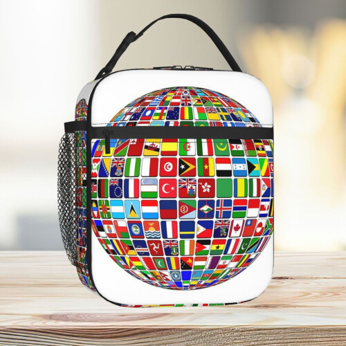 Lunch Bag International World Flags Countries Tote Insulated Cooler ...