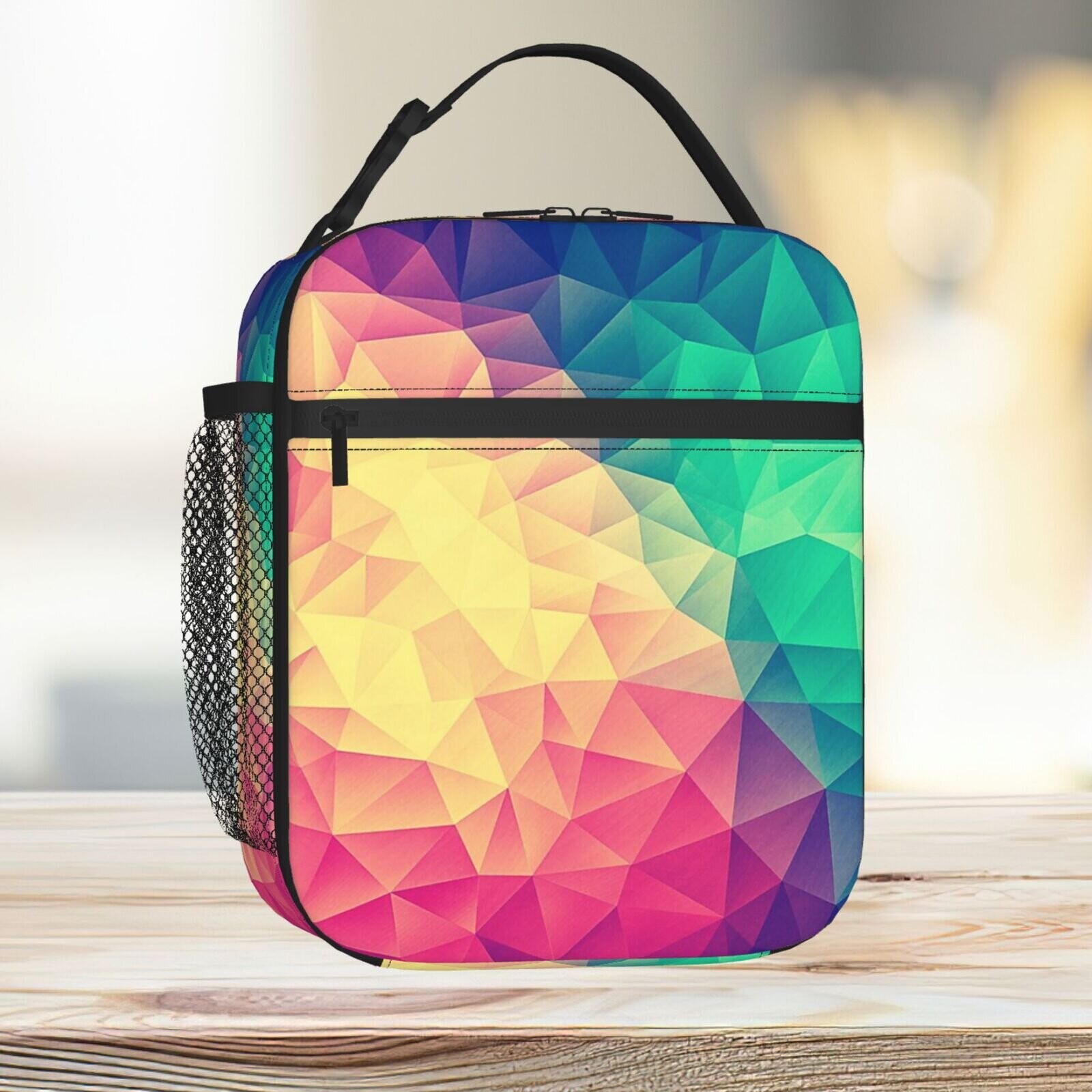 Lunch Bag Abstract Polygon Multi Color Cubism Low Poly Triangle Pride ...