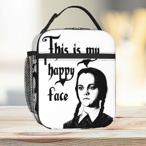 Lunch Bag Wednesday Addams - This Is My Happy Face Tote Insulated ...