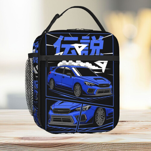 Lunch Bag Blue Subaru Wrx Anime Style Legend Tote Insulated Cooler Kids ...