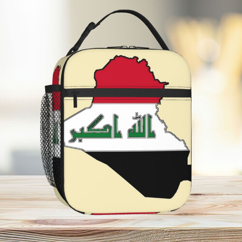 Lunch Bag Iraq Map With Iraqi Flag Tote Insulated Cooler Kids School ...