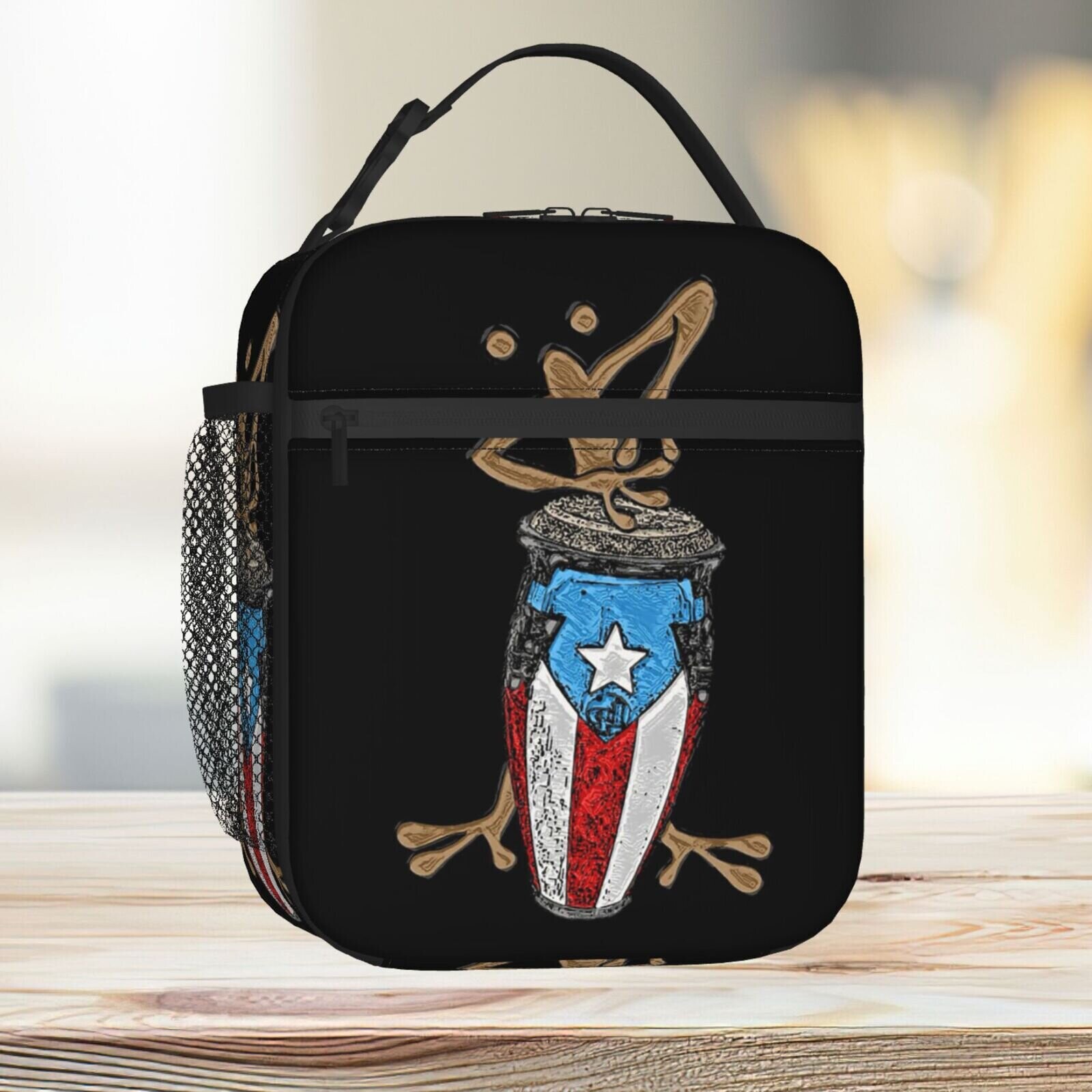 Lunch Bag Coquí Taíno Playing The Puerto Rican Flag Conga Tote ...