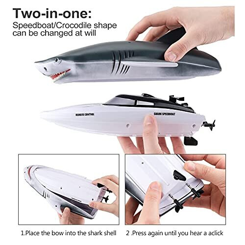Remote Control Boat Shark RC Shark Boat Toy 2 in 1, 2.4GHz RC Electric ...