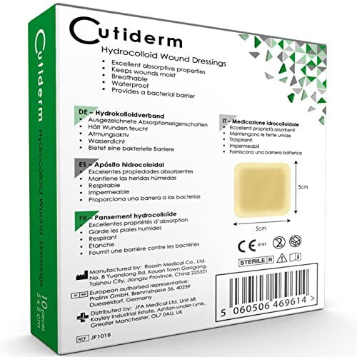 Pack of 10 Cutiderm Sterile Hydrocolloid Adhesive Wound Dressing 5cm x ...