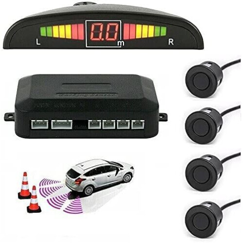 Car Auto Vehicle Reverse Backup Radar System With 4 Parking Sensors Distance Detection Led