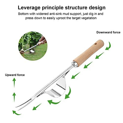 Hand Weed Puller Long Handle Garden Weed Remover Tool Stainless Steel ...