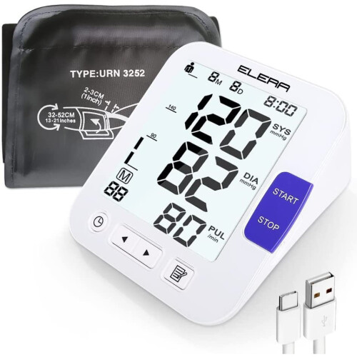 Large Screen Blood Pressure Monitor, ELERA Extra Large Cuff 32-52 cm ...