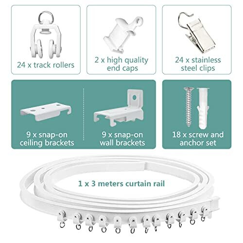 Bendable Curtain Rail for Bay Window 3m/9.8Ft Flexible Curved Ceiling ...