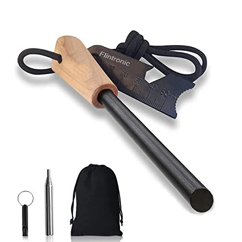 Survival Fire Steel, Flint Striker Steel Fire Starter Kit, Magnesium ...