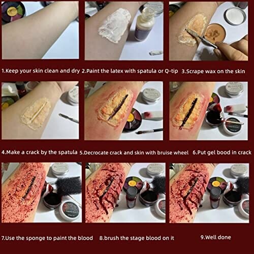 Liquid Latex Scar Wax SFX Makeup Kit for Fake Scars Wounds Burns With 6 ...