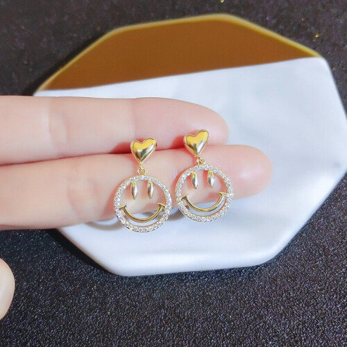 Lovely Hollow Smile Smiley Face Shaped Plated Micro Pave Zircon Jewelry ...