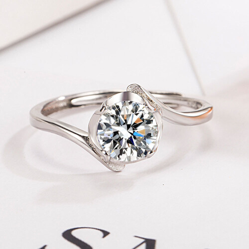 Simulated Generous Diamond Ring Women's Twist Arm Zircon Classic Open ...