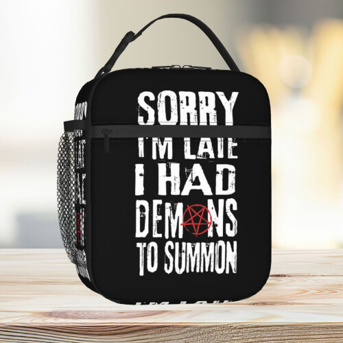 Lunch Bag Summon Demons Satanic Hail Satan Pentagram Tote Insulated ...