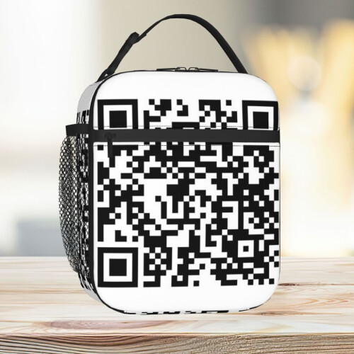 Lunch Bag Rick Roll QR Code Large Tote Insulated Cooler Kids School ...