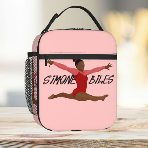 Lunch Bag Simone Biles Gymnastics Art Tote Insulated Cooler Kids School ...
