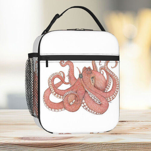 Lunch Bag Octopus Wearing A Dive Computer Tote Insulated Cooler Kids ...