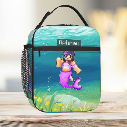 Lunch Bag Aphmau Minecraft Mermaid Tote Insulated Cooler Kids School ...