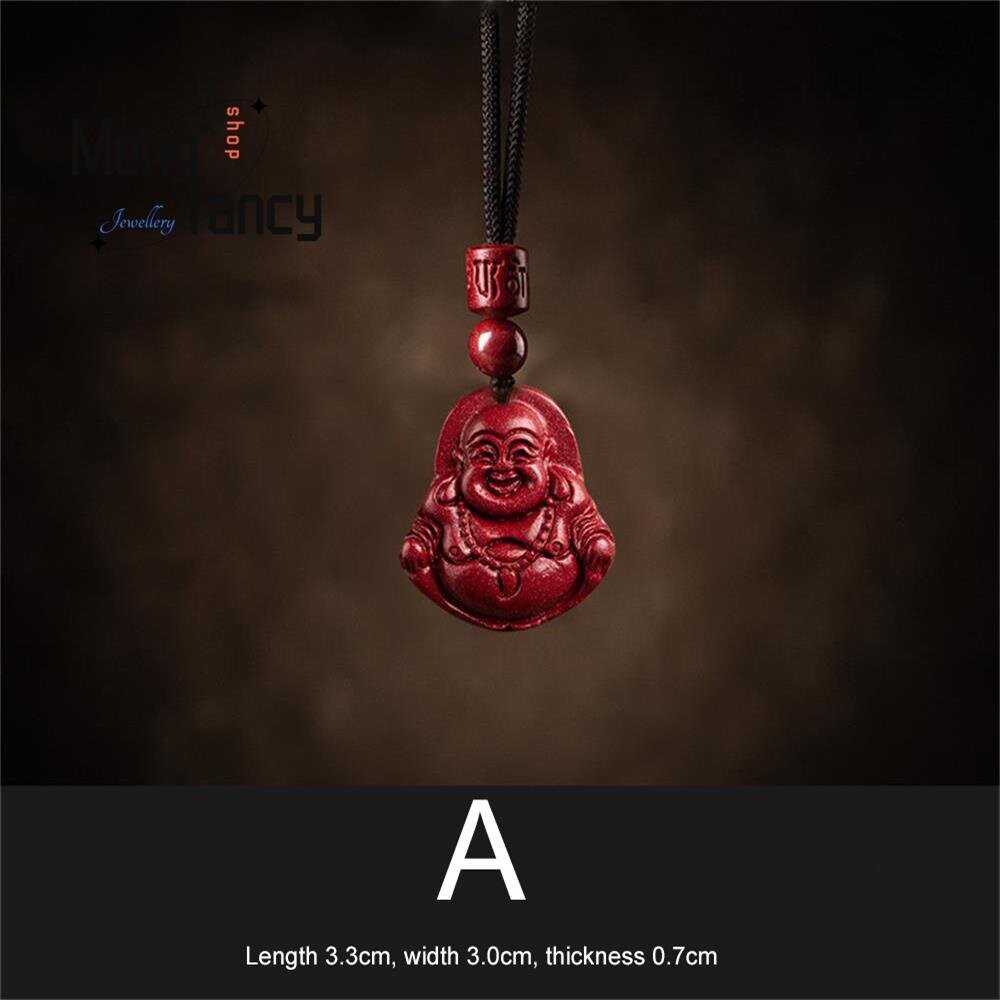 Natural Cinnabar Purple Maitreya Buddha Pendant Engraver Fine Jewelry Charms Amulets Mascots ...