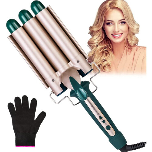 3 Barrel Hair Curler, 25mm Hair Waver Curling Wand with 5 Temperature ...