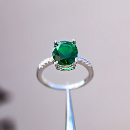 Vintage Female Green Zircon Ring Classic Silver Engagement Ring Oval ...