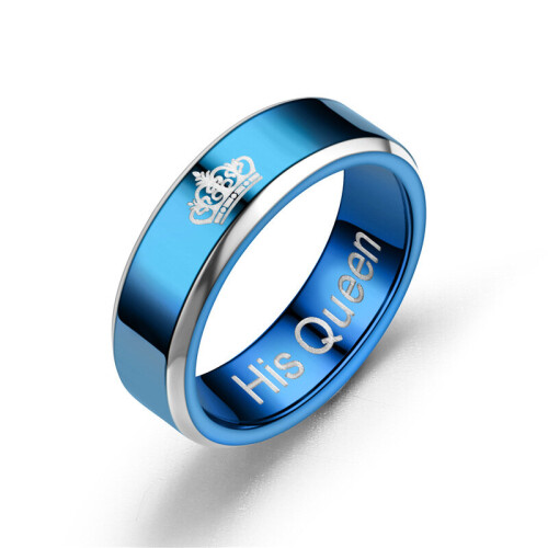SHOUMAN King Queen Crown Stainless Steel Couple Rings For Promise Men ...