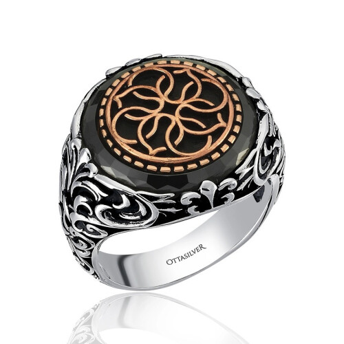 Vintage Ancient Men's Ring Creativity Two Tone Carving Pattern Gothic ...