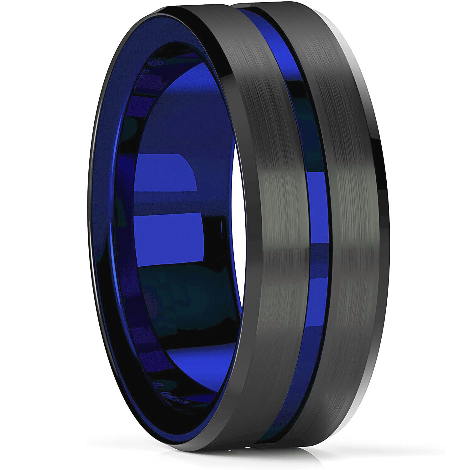 Classic Men's 8mm Wedding Rings Double Groove Beveled Edge Brick ...