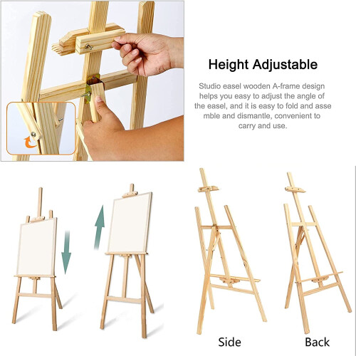 Artist Easel, Wooden A-Frame Easel Stand, Studio Easel 1.75M Adjustable ...