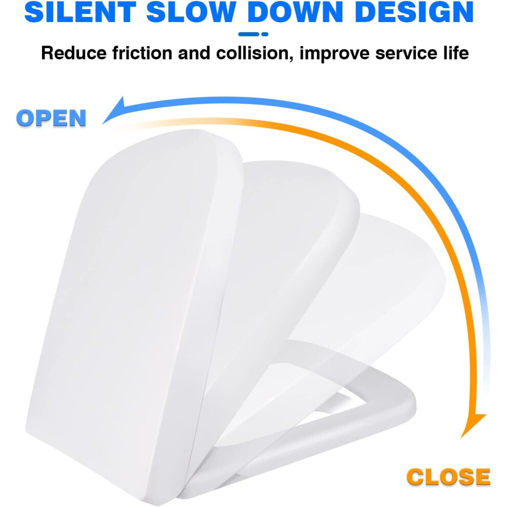 Soft Close Square Toilet Seat with Quick Release, Simple Top Fixing ...