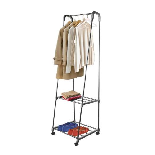 2 Tier Garment Rack Heavy Duty Clothes Rail With Storage Shelves On ...