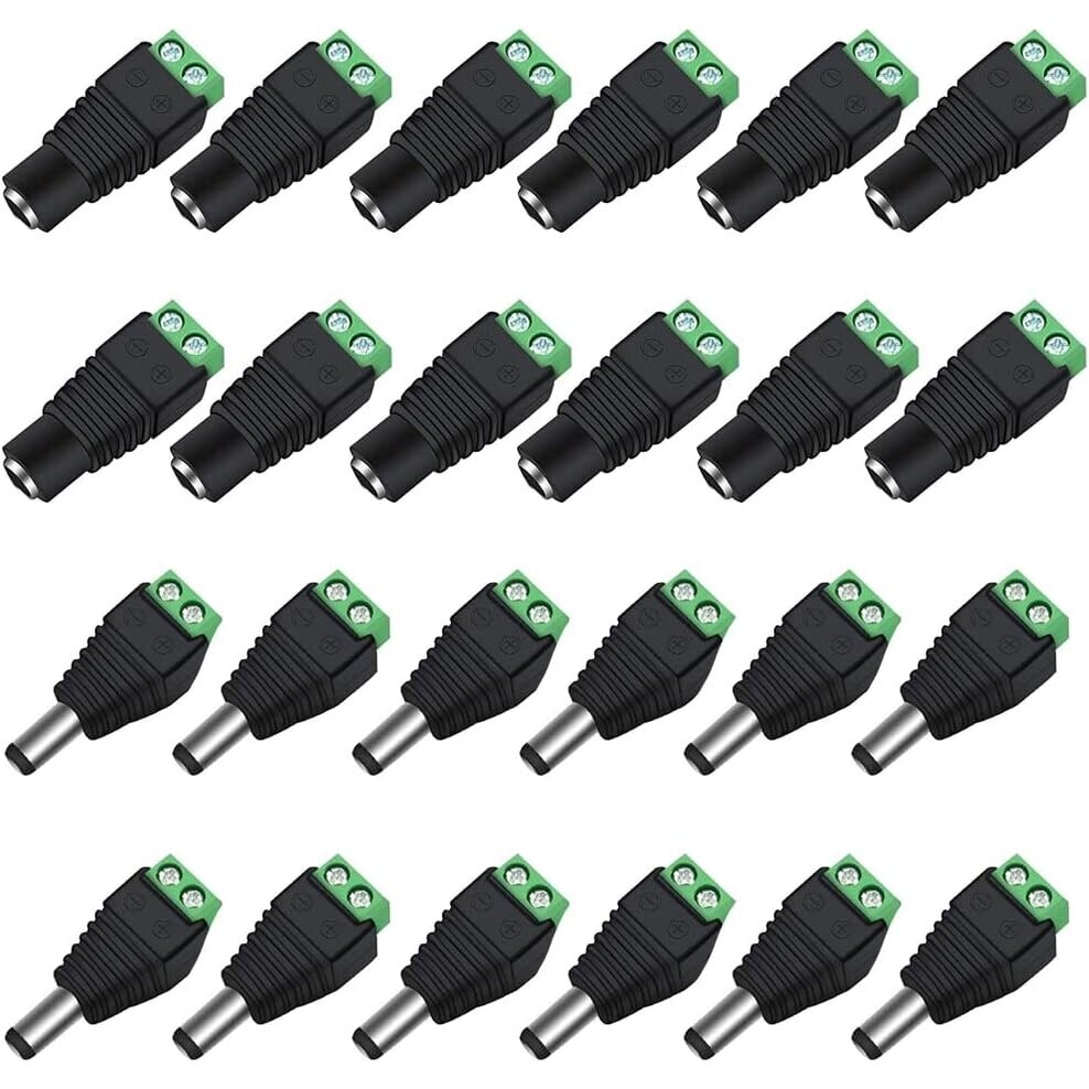[12 Pairs] DC 12V Male Female Connector DC Adapter Easy Install 12V DC ...