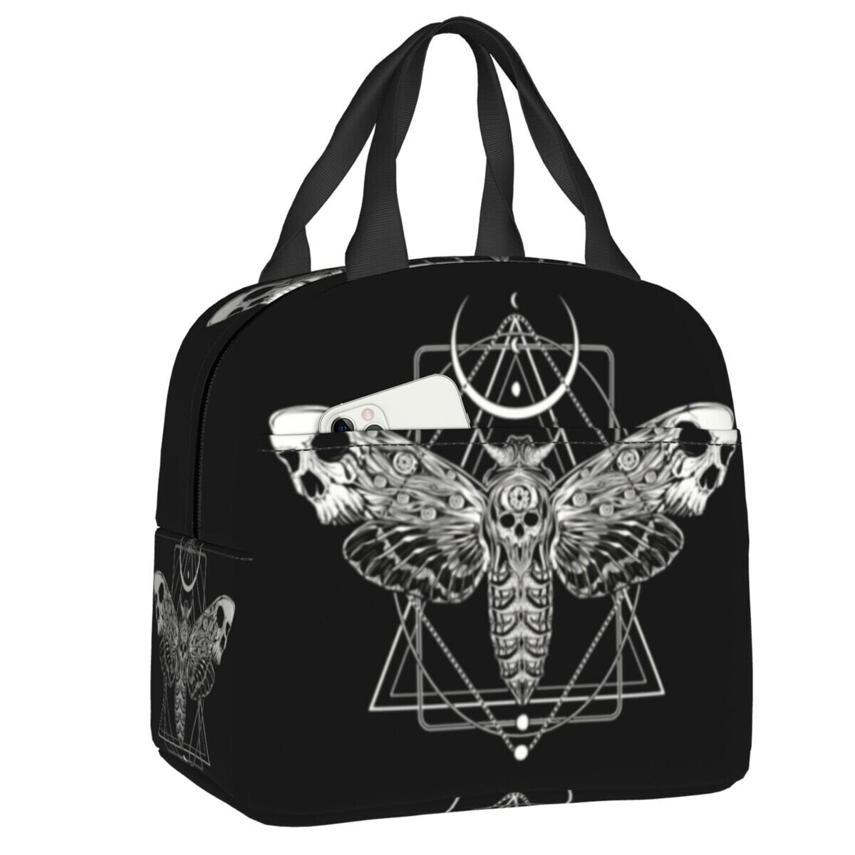 Surreal Death Moth Insulated Lunch Bag for Work School Gothic Goth Anti ...