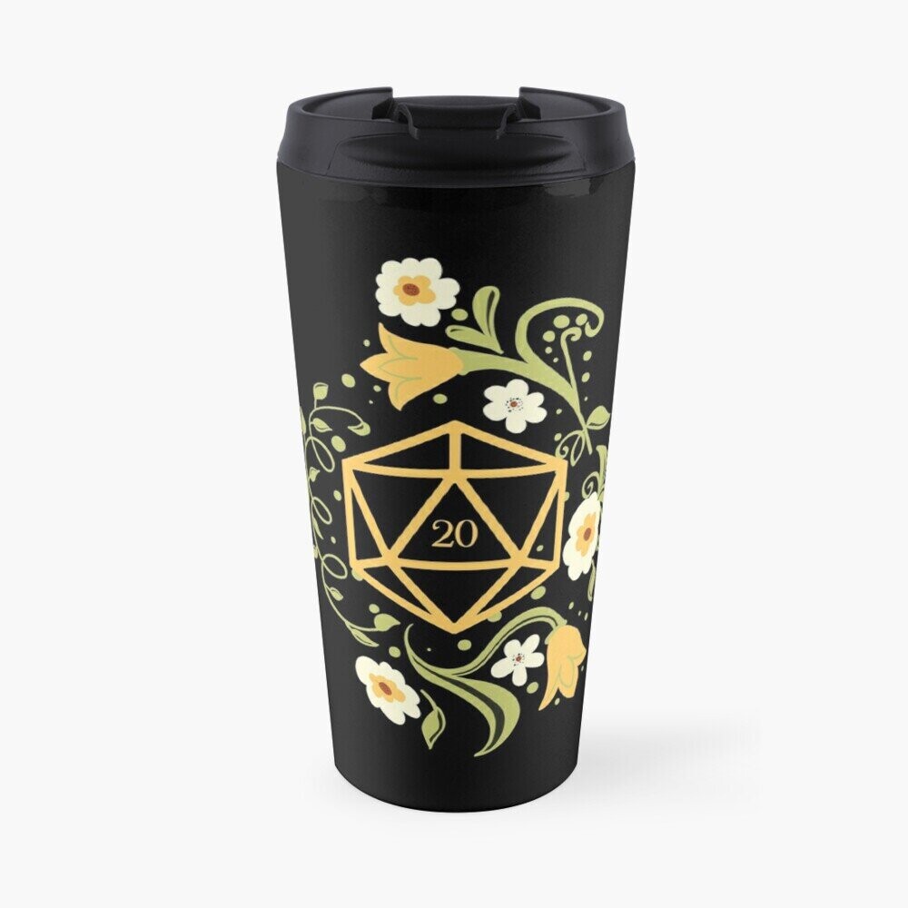 Insulated Travel Coffee Mug Polyhedral D20 Dice of the Druid Plants and ...