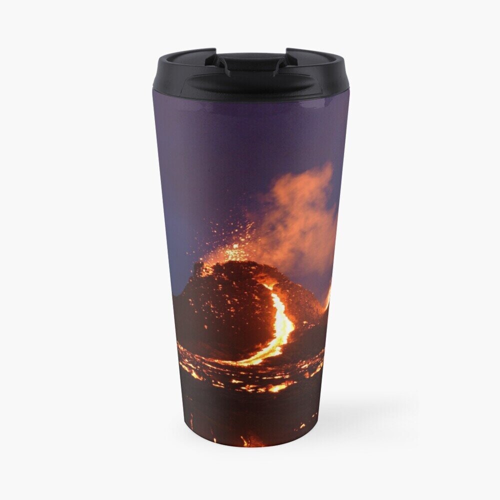 Insulated Travel Coffee Mug Icelandic volcano eruption 2021 ...