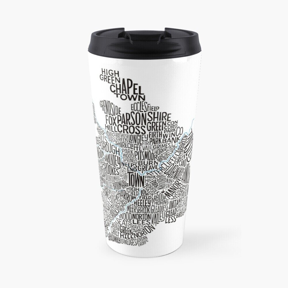 Insulated Travel Coffee Mug Sheffield suburbs word map., MUGS etc ...