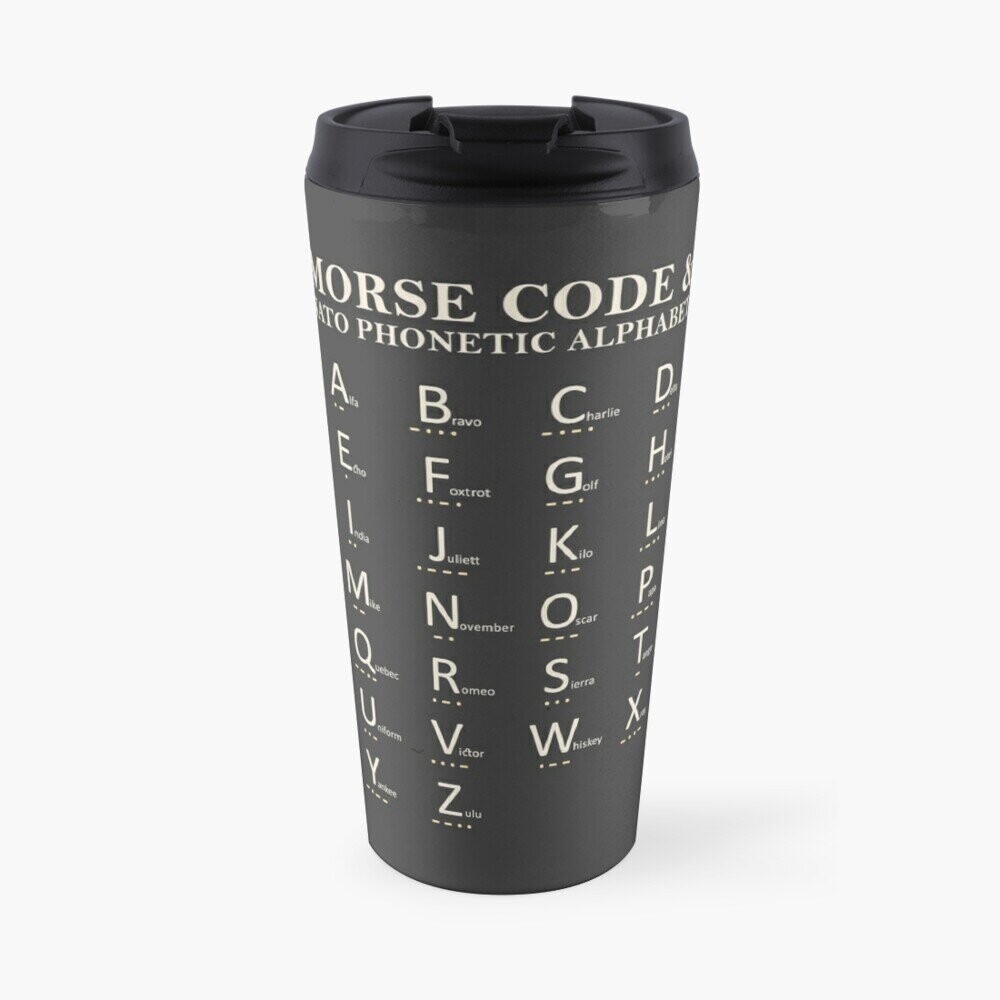 Insulated Travel Coffee Mug Morse Code And Phonetic Alphabet Stainless Steel Cup Tumbler 17oz on ...