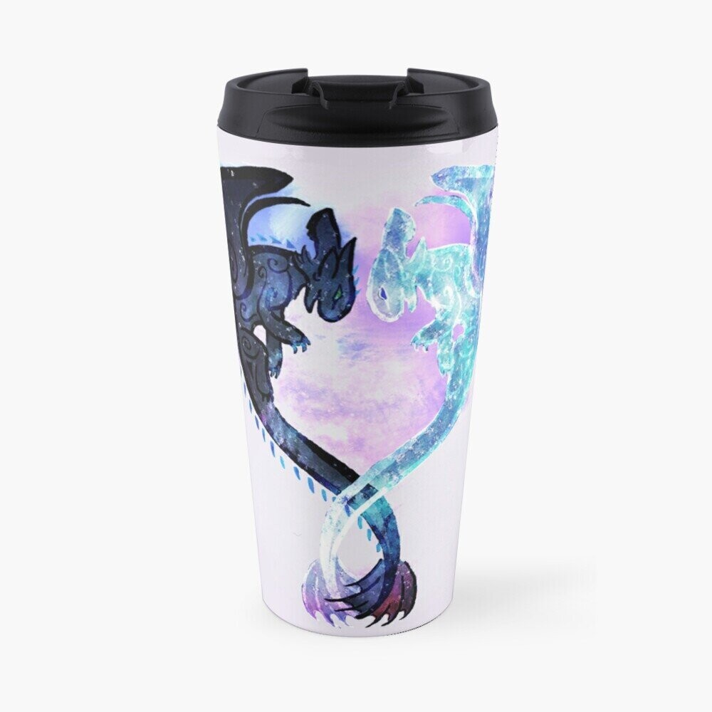 Insulated Travel Coffee Mug Dragon Heart Toothless and Light Fury ...