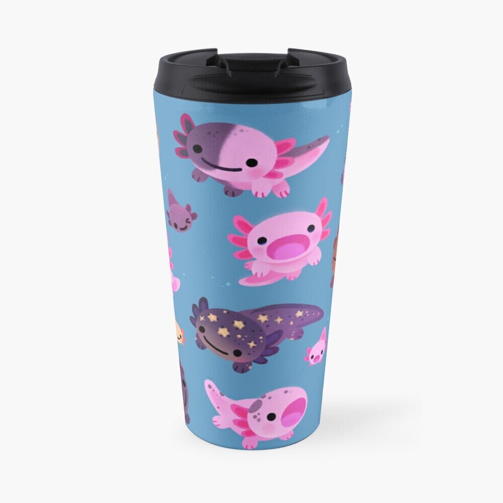 Insulated Travel Coffee Mug Happy axolotl - blue Stainless Steel Cup ...