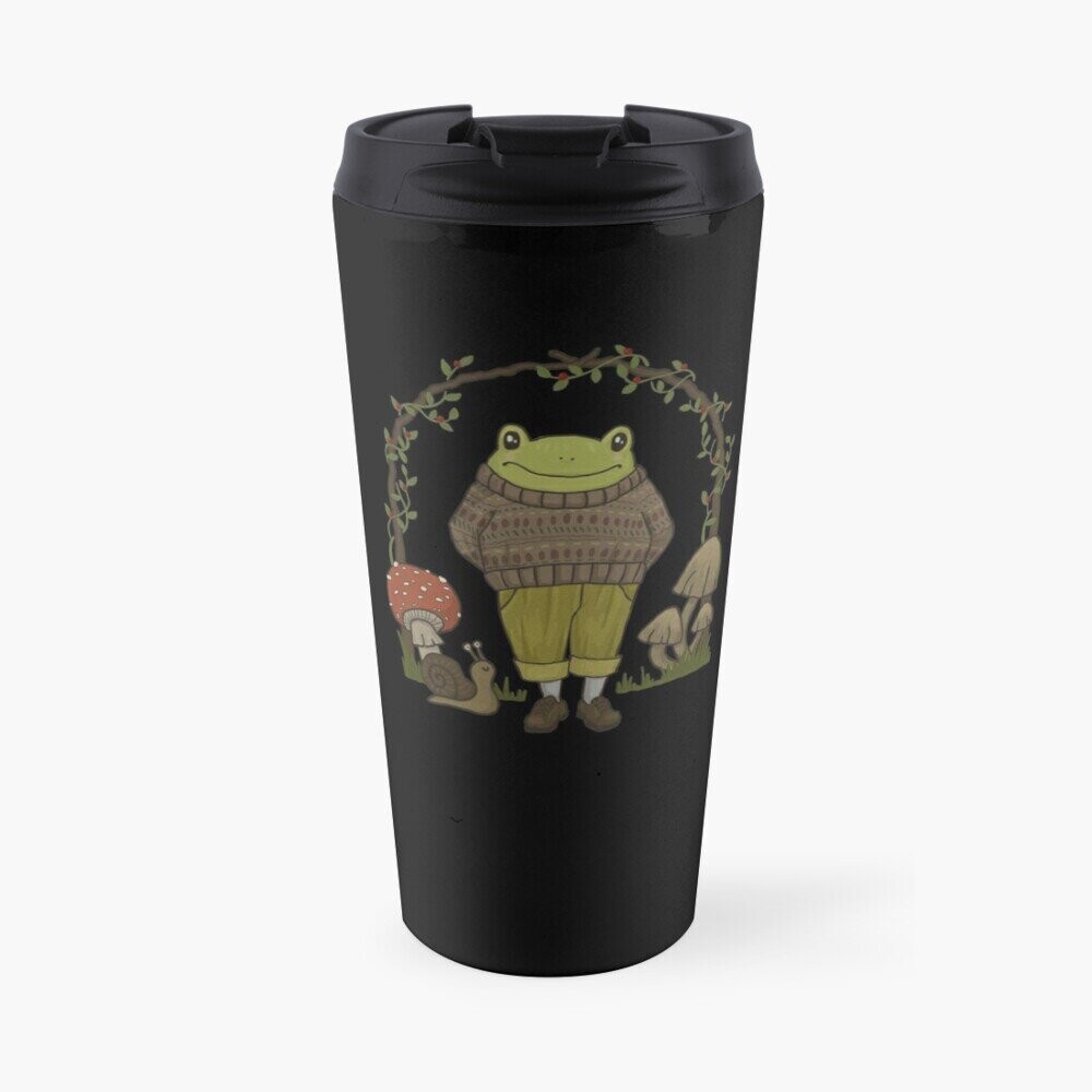 Insulated Travel Coffee Mug Goblincore Toad in Hipster Costume - Dark ...